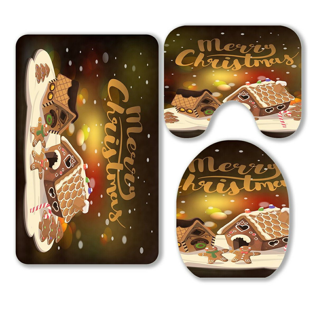 ECZJNT Christmas gingerbread houses candy little men 3 Piece Bathroom ...