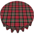 Christmas Round Tablecloths 70 Inches Winter Red and Green Plaid ...
