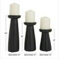 DecMode 3 Candle Black Mango Wood Pillar Candle Holder, Set of 3 ...