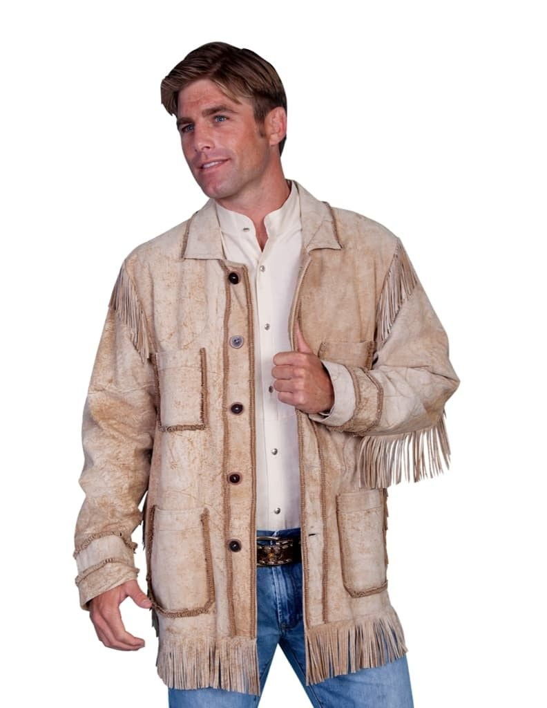 Scully Western Jacket Mens Distressed Fringe Rawhide Lace Trim 58-148 ...