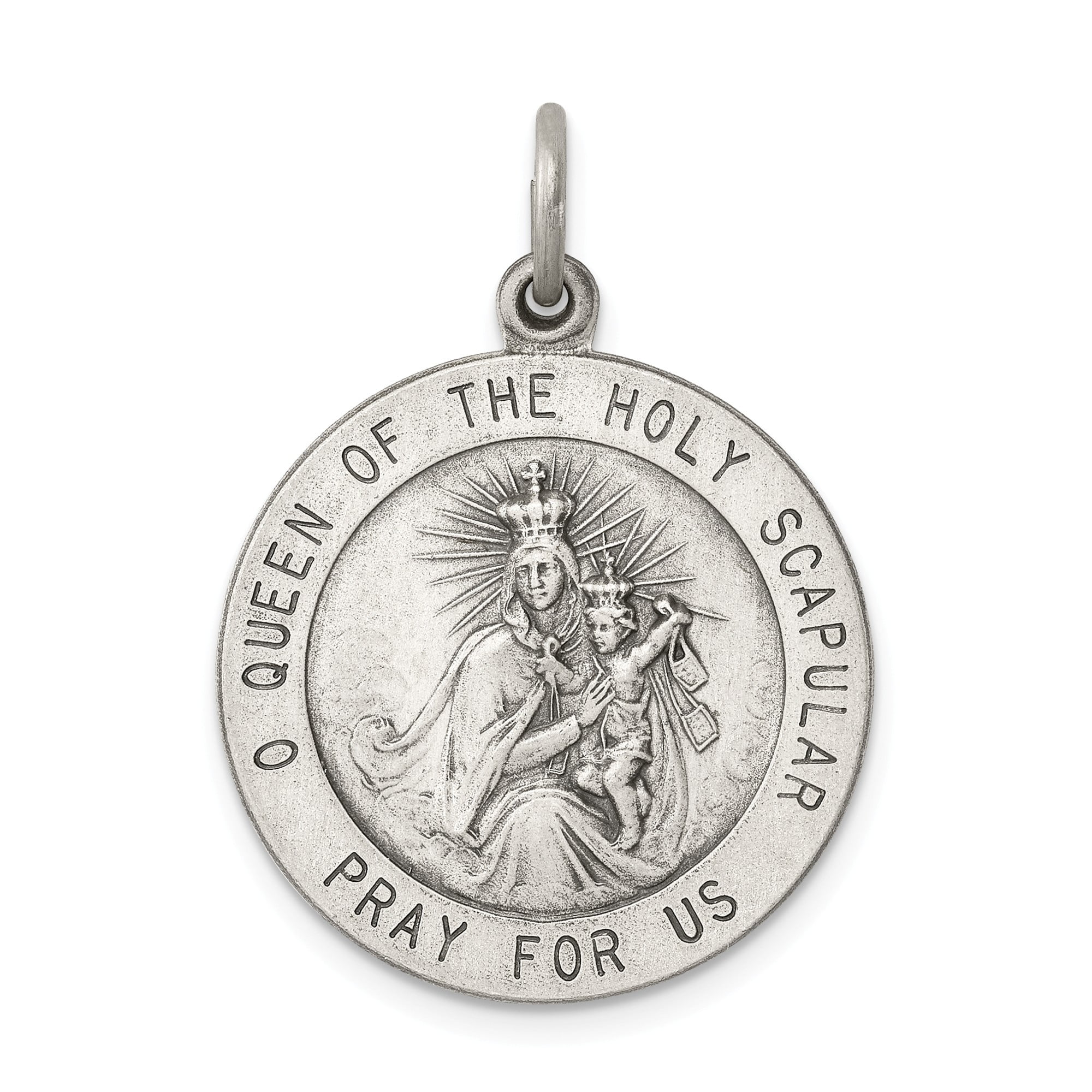 Sterling Silver Queen of the Holy Scapular Medal - Walmart.com