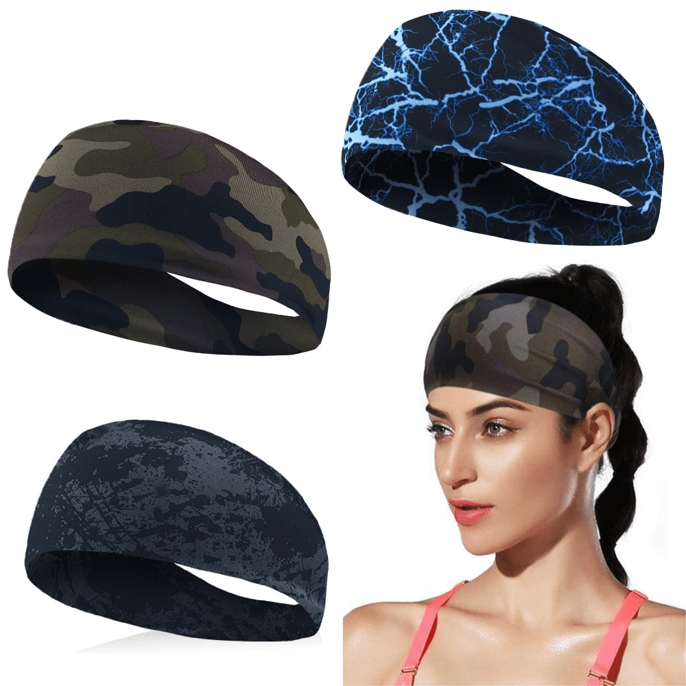 3pcs Womens Workout Headbands Yoga Sport Sweatbands Fitness Hairbands
