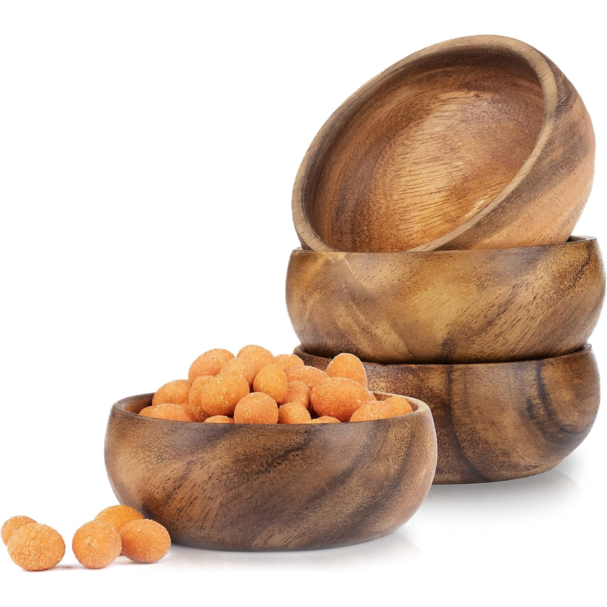 Click here for Hahdaxia Set Of 4 Round Wooden Bowl Set. 4 Inch Ha... prices