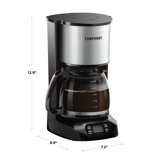 Chefman 12-Cup Programmable Coffee Maker, Round Stainless Steel ...