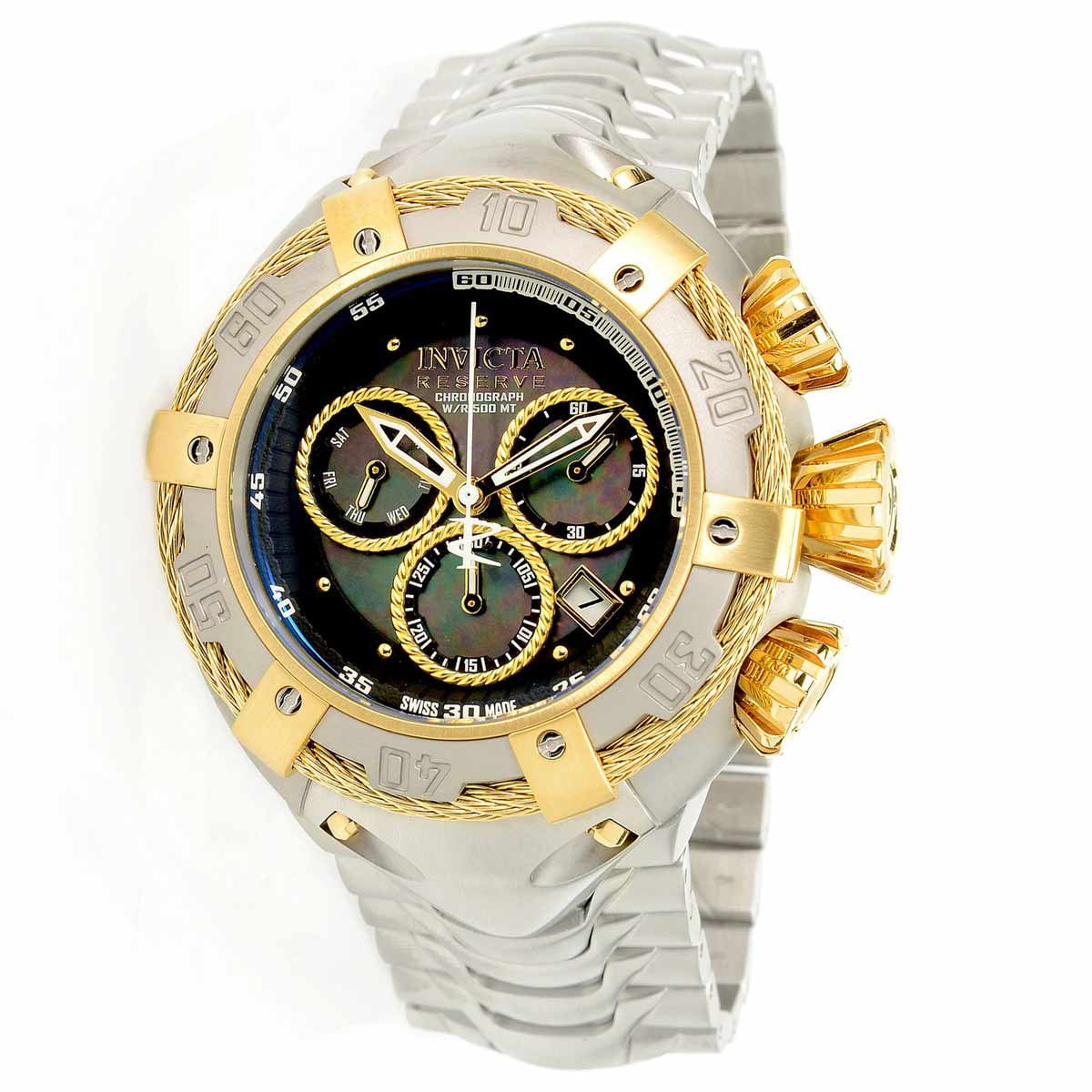 Invicta Men's 21341 Bolt Reserve Gold Tone Accented Bezel MOP Dial ...