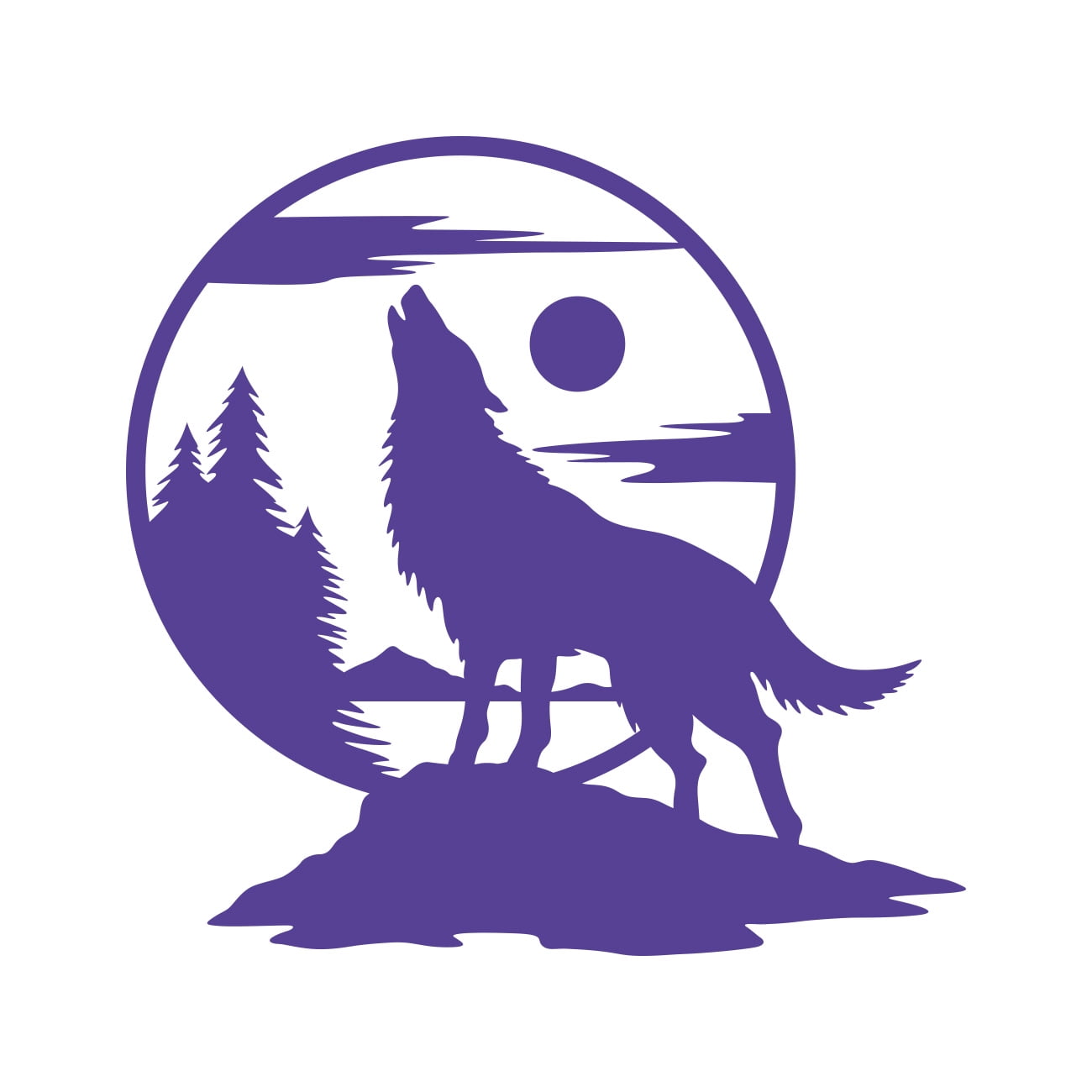 Howling Wolf Moon Sticker Decal Die Cut - Self Adhesive Vinyl ...