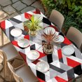 Abstract Fitted Rectangle Tablecloth 24" x 36" Red Black Geometric ...