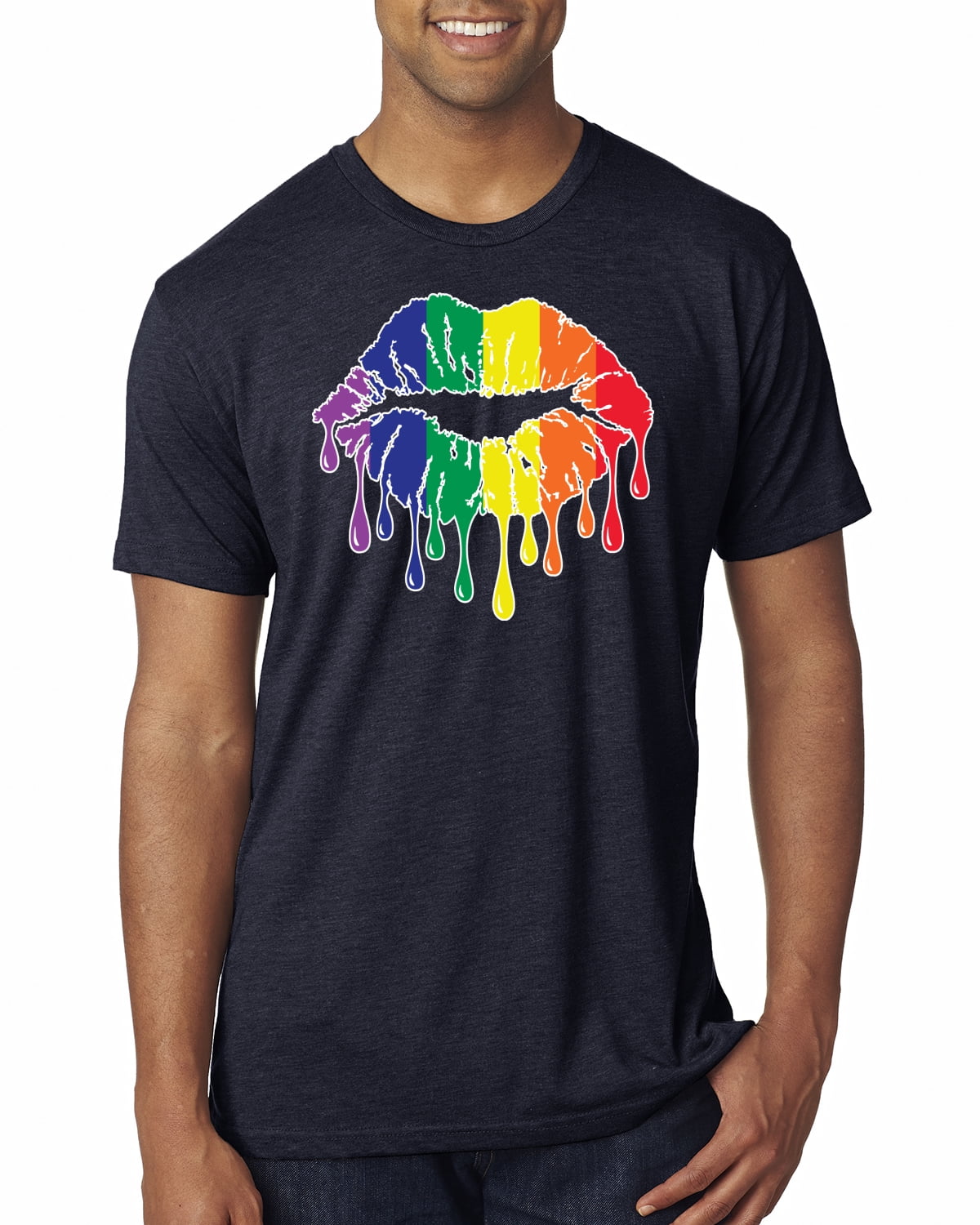 Rainbow Lgbtq Gay Pride Dripping Lips Lgbt Pride Mens Premium Tri Blend