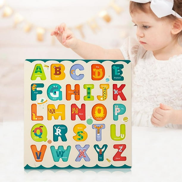 Rompecabezas de números y alfabeto de madera Juguetes de aprendizaje de ...