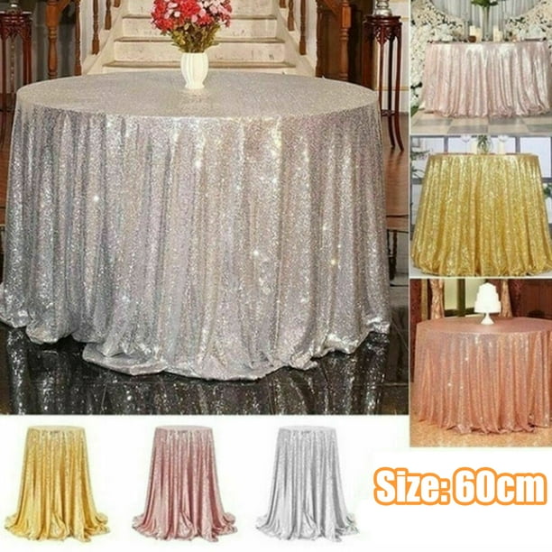 Zhaomeidaxi Glitter Sequin Round Gold Table Cloth Cover Rose Silver ...