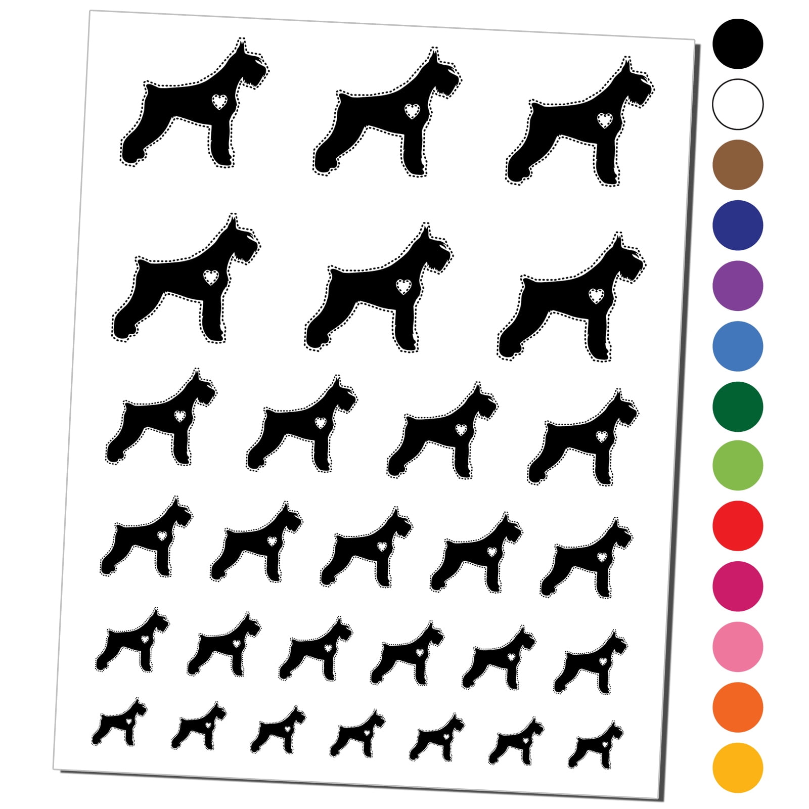 Giant Schnauzer Dog with Heart Water Resistant Temporary Tattoo Set ...