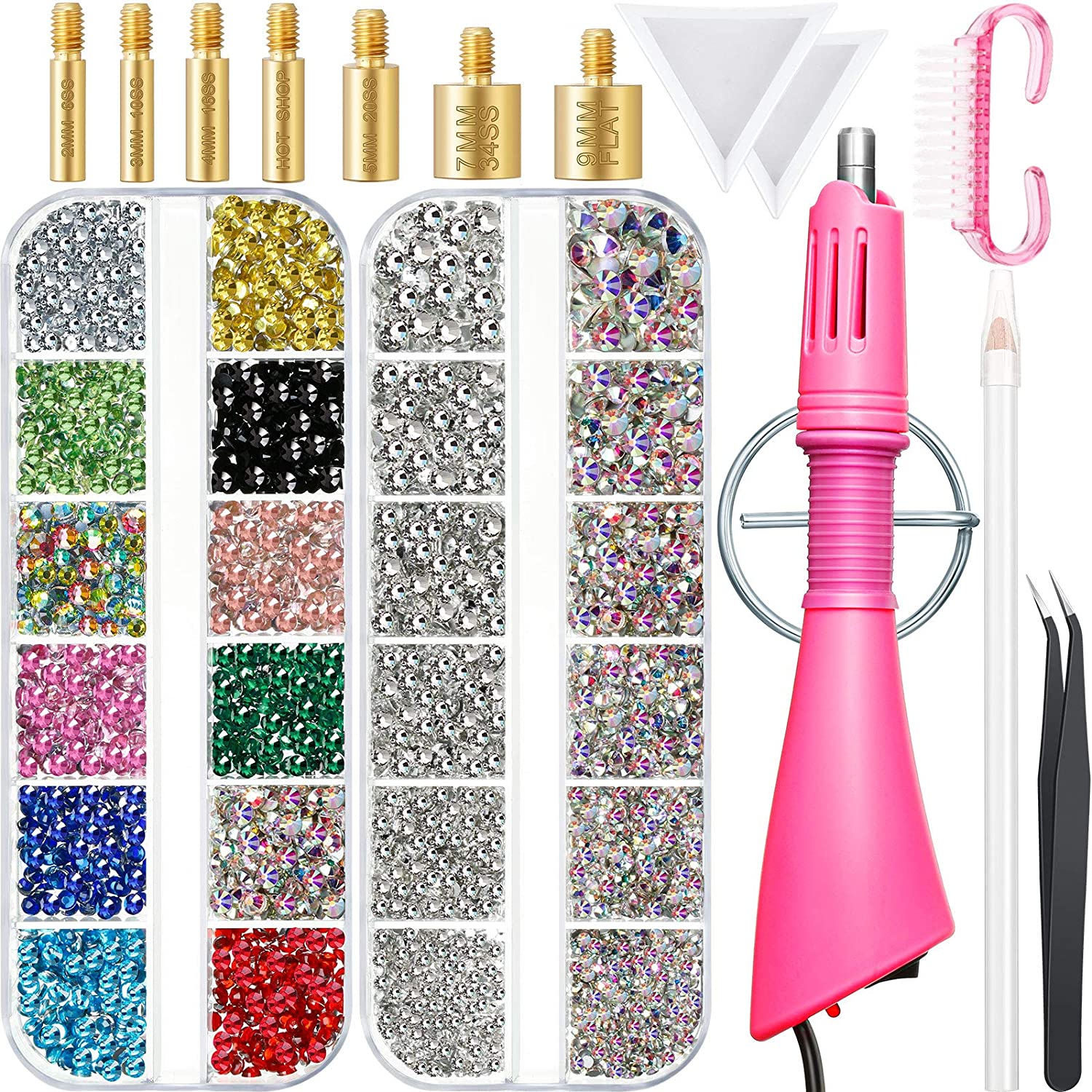 Hotfix Rhinestone Applicator Kit with Rhinestones, 6000 Pieces 12 ...