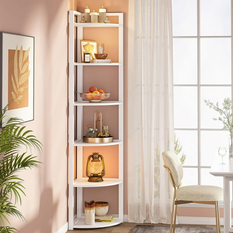 Tribesigns 6 Tier Corner Shelf 70.9 inch Tall Corner Bookshelf Small Bookcase Rustic Corner Shelving Unit Storage Rack for Living Room Home Office