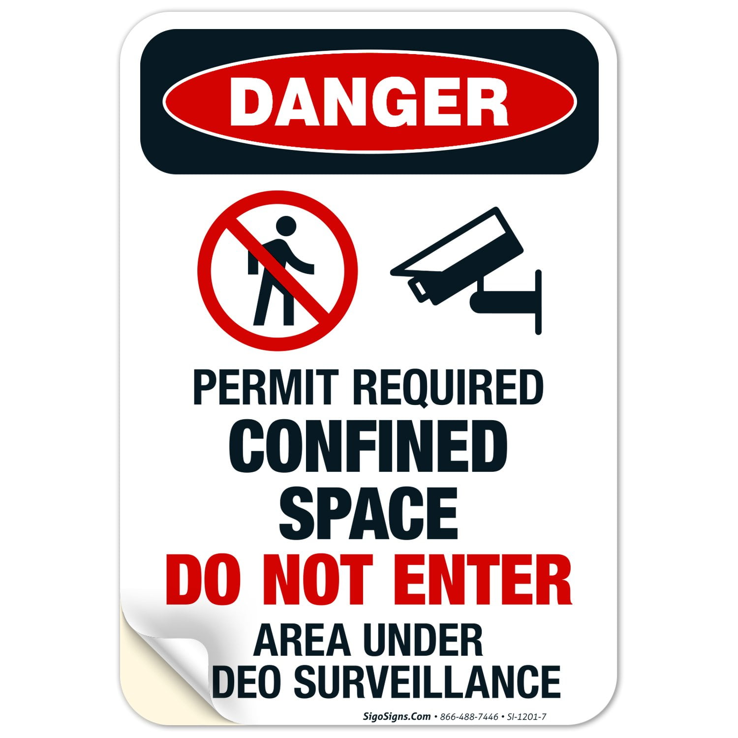 Permit Required Confined Space Do Not Enter Area Sign, OSHA Danger Sign ...
