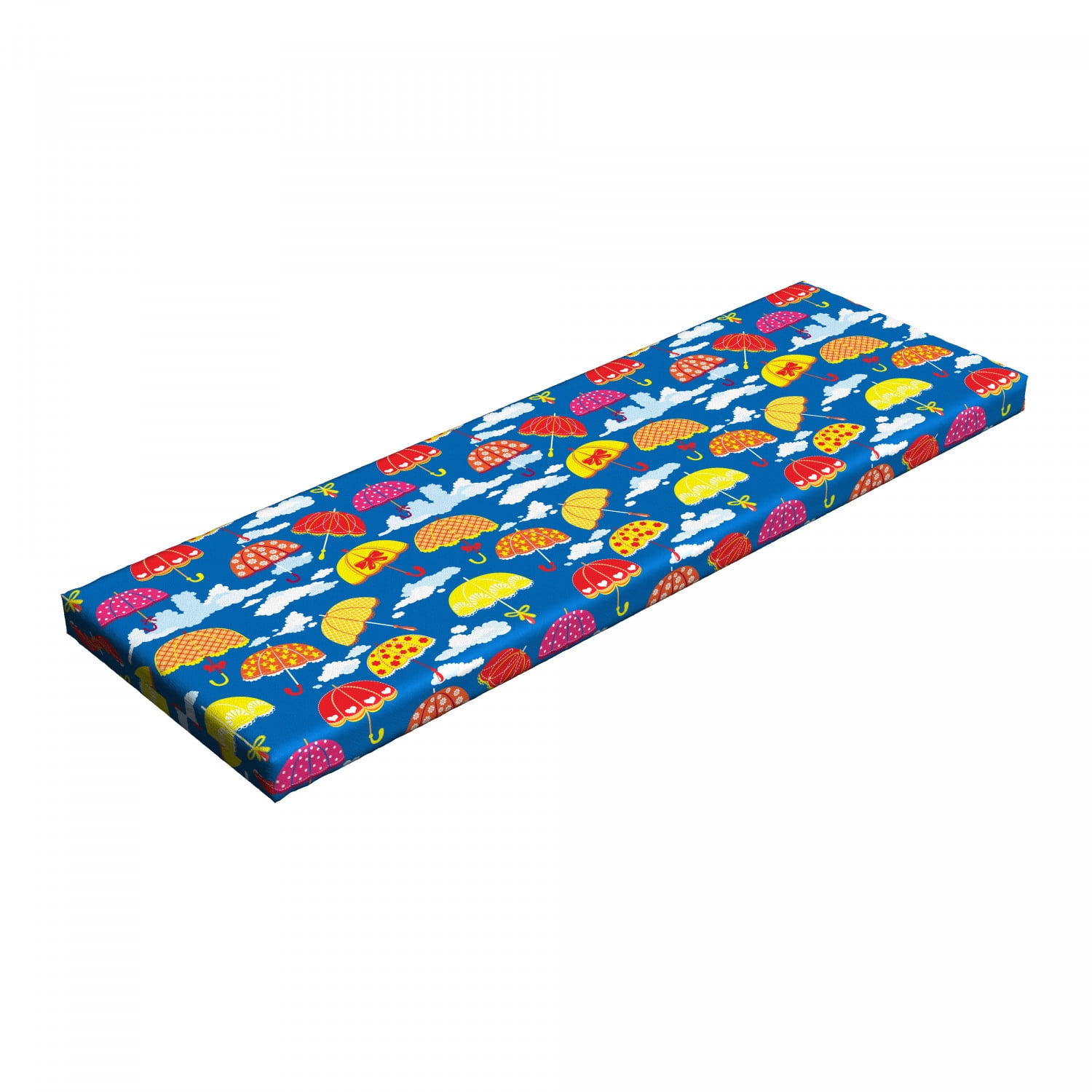 Rain Bench Pad, Pattern with Colorful Florally Ornamented Umbrellas on ...