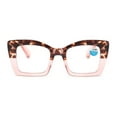 Tortoiseshell Pink Thick Oversize Square Reading Glasses 2.50 for Women and Men, Blue Light ...