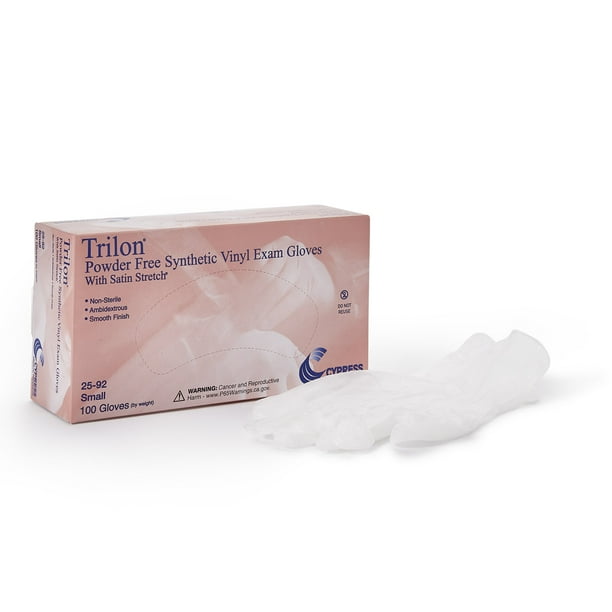 Trilon Exam Gloves - Vinyl, Powder-Free, Beaded Cuff, Non-Sterile ...