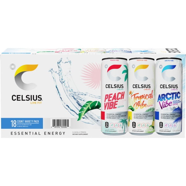 Celsius Sparkling Vibe Essential Energy Variety Pack, 12 Fluid Ounce ...