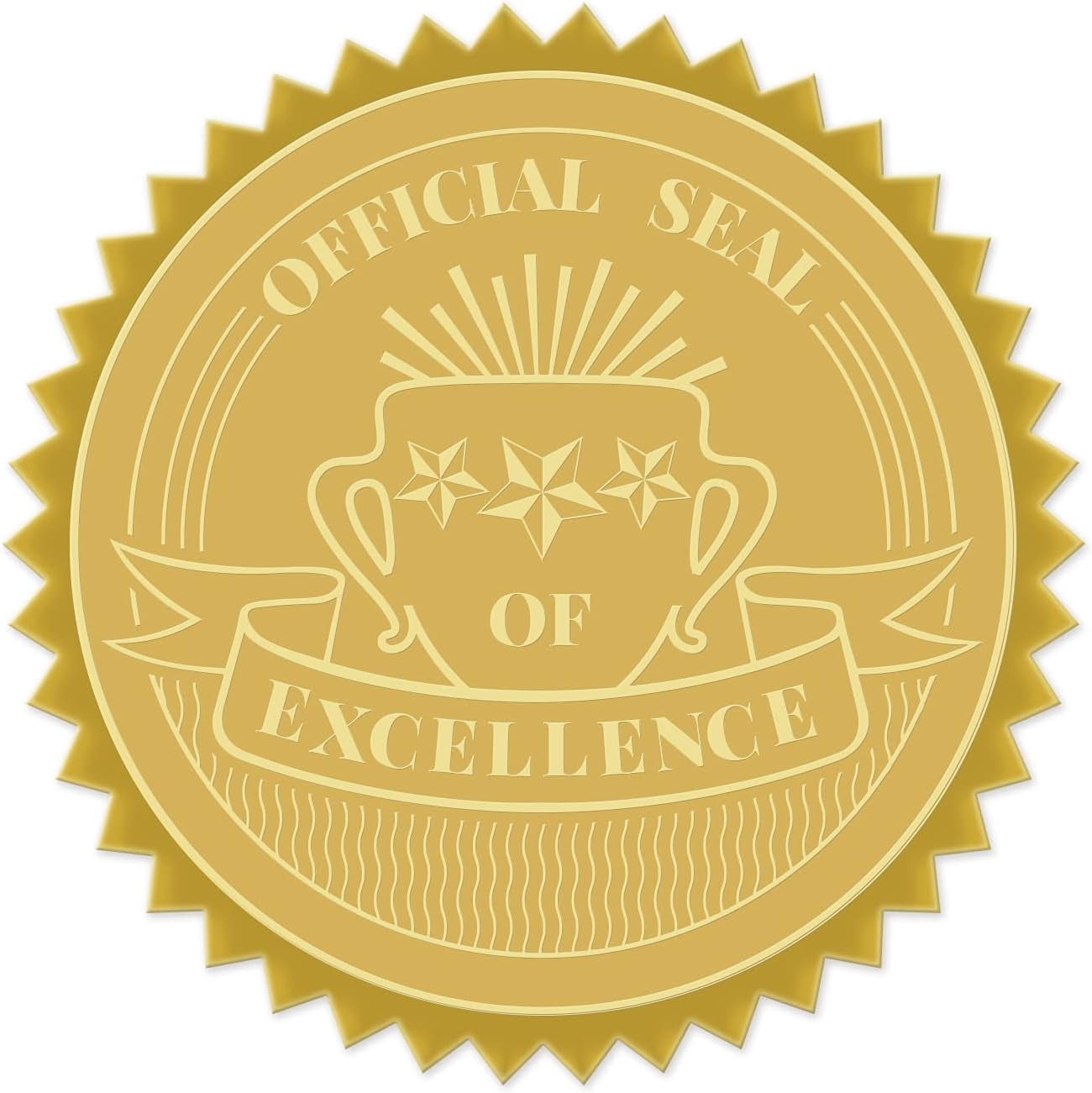 100pcs Embossed Foil Stickers OFFICIAL SEAL OF EXCELLENCE Gold Foil ...