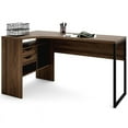 Pemberly Row 2 Drawer Corner Writing Desk in Walnut - Walmart.com
