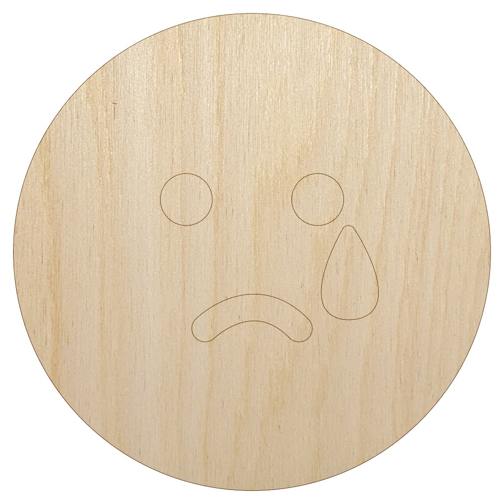 Sad Tear Crying Frown Face Emoticon Wood Shape Unfinished Piece Cutout ...