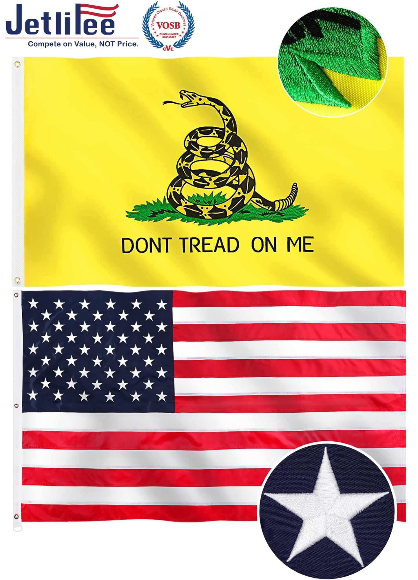 Jetlifee 3x5 Ft American Flag and 3x5 Ft USMC Flags US Marines Corps ...