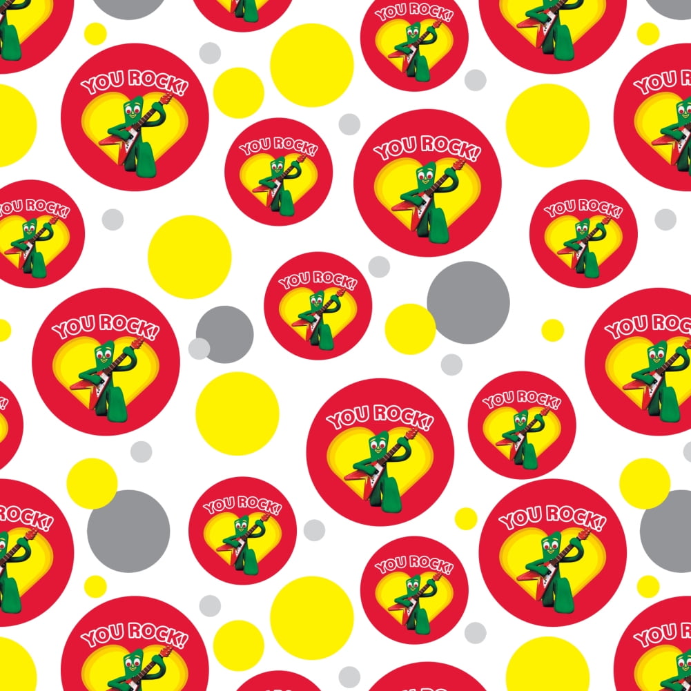 Gumby with Guitar You Rock Heart Premium Gift Wrap Wrapping Paper Roll ...