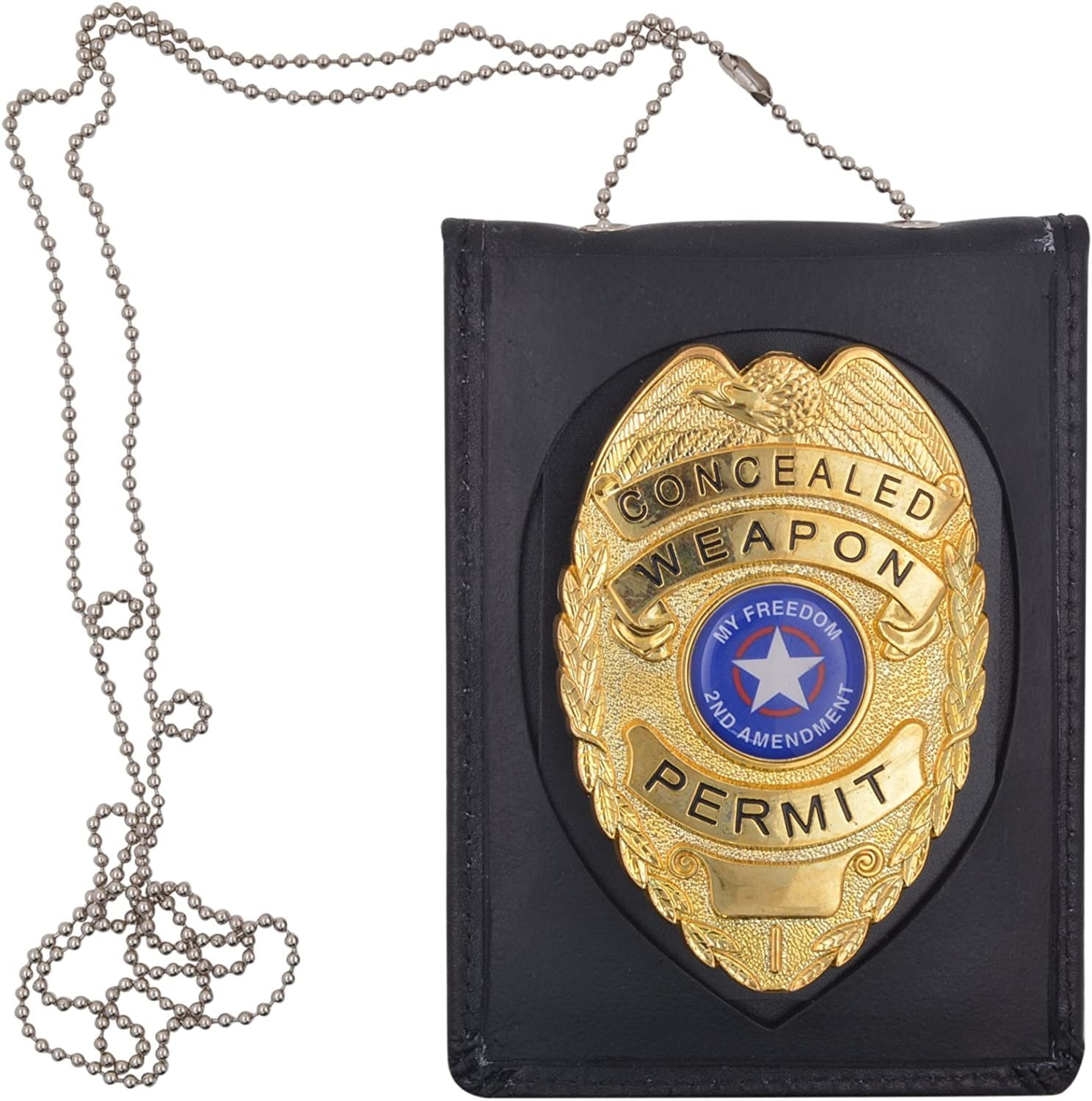 Genuine Leather Neck Chain Badge and ID Holder - Walmart.com