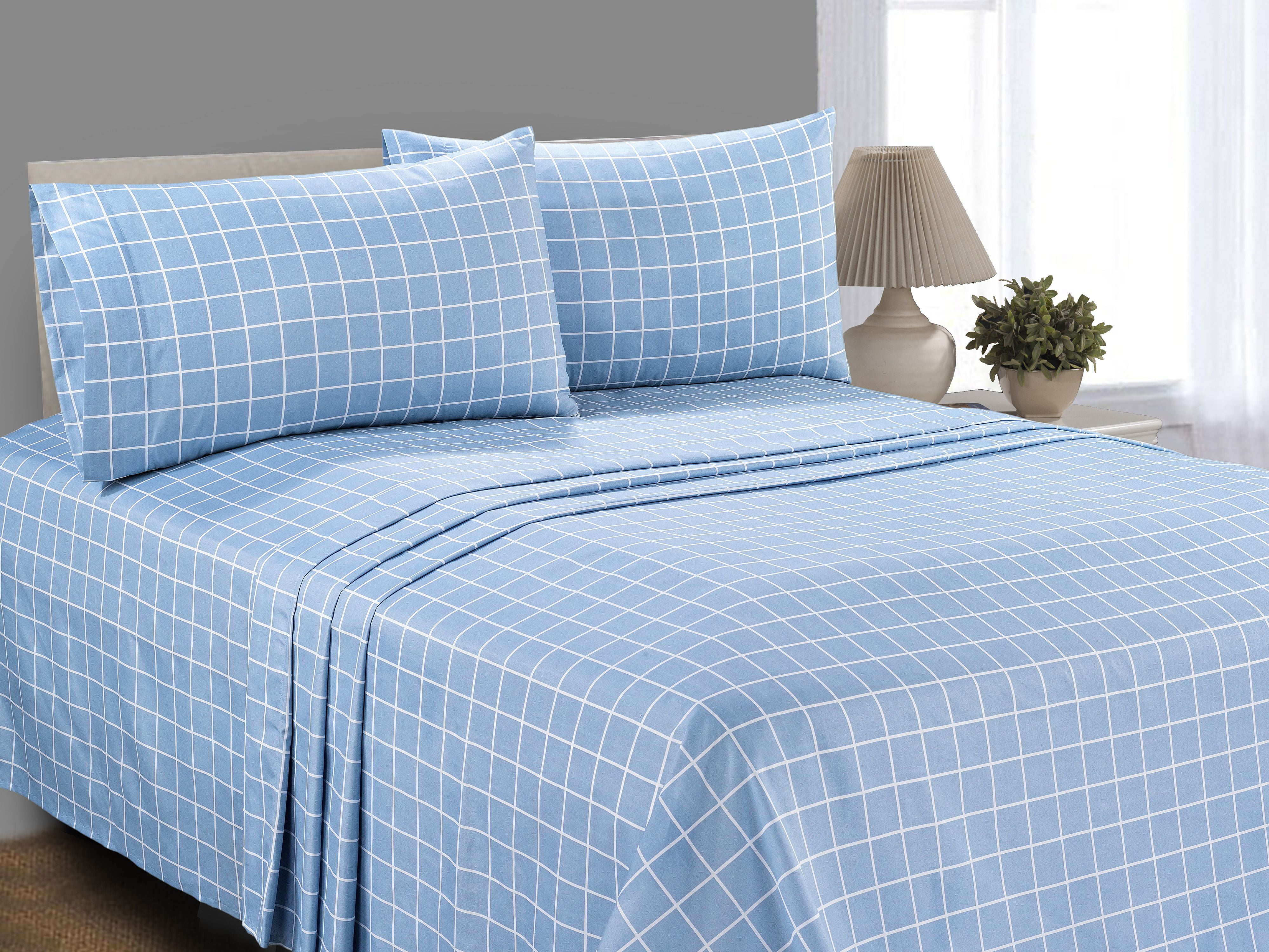 Mainstays Soft Wrinkle Resistant Microfiber King Romance Blue Plaid ...