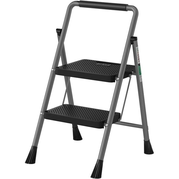 2 Step Ladder, Folding Step Stool, Step Stool with Wide Anti-Slip Pedal ...