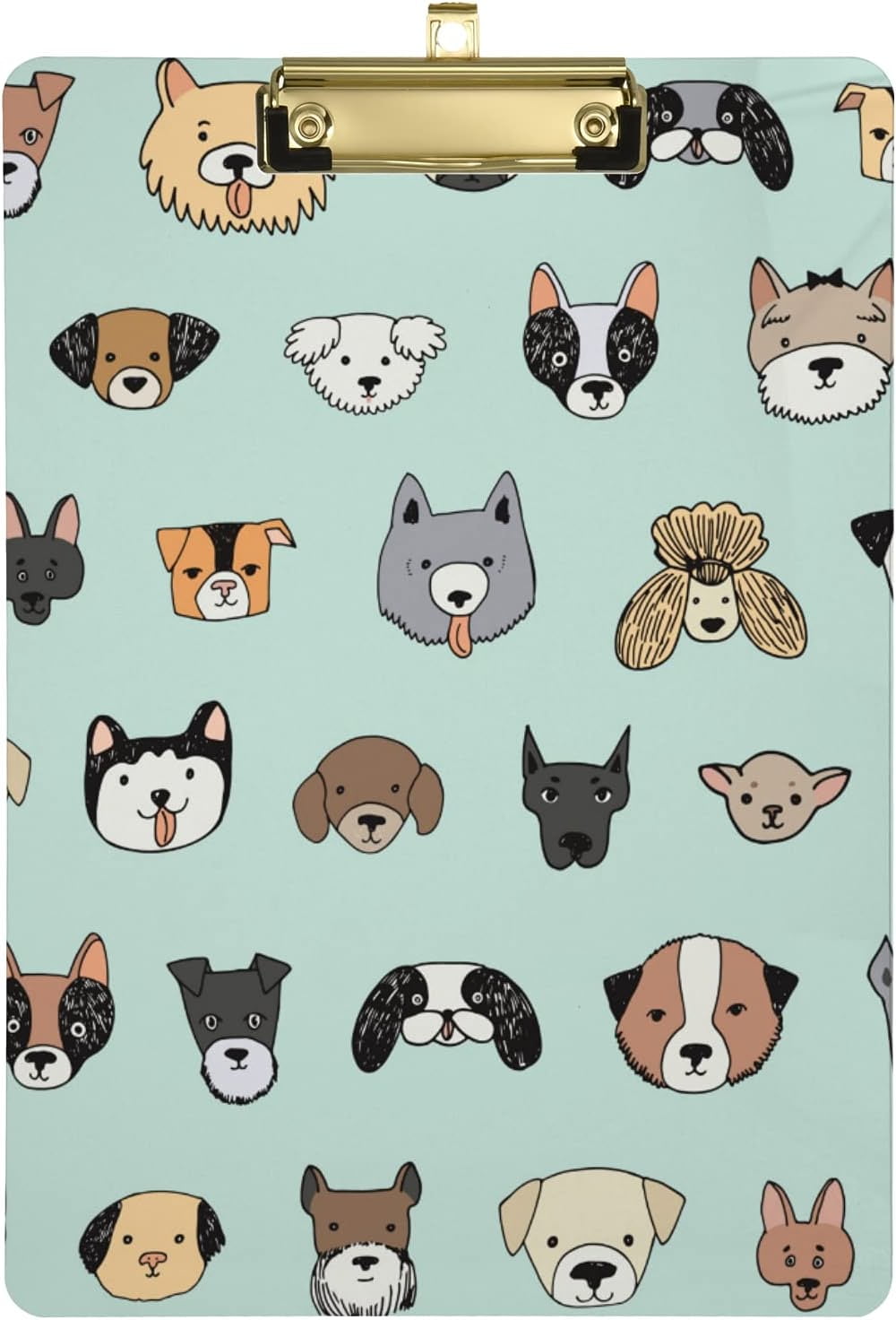 FMSHPON Funny Cartoon Doodle Dog Face Clipboard Hardboard Wood Nursing Clip Board and Pull for ...