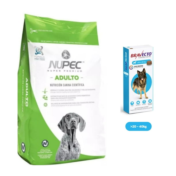 Croquetas para perro NUPEC Super Premium Adulto 20Kg con tableta masticable de 1000mg antipulgas ...