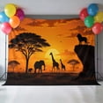 Desert Sunset Backdrop for Photography, Lion Elephant Tree Giraffe Boho ...