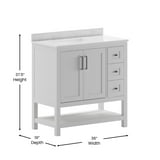 Emma + Oliver 36 Inch Bathroom Vanity, Single Sink Cabinet with 2 Soft ...