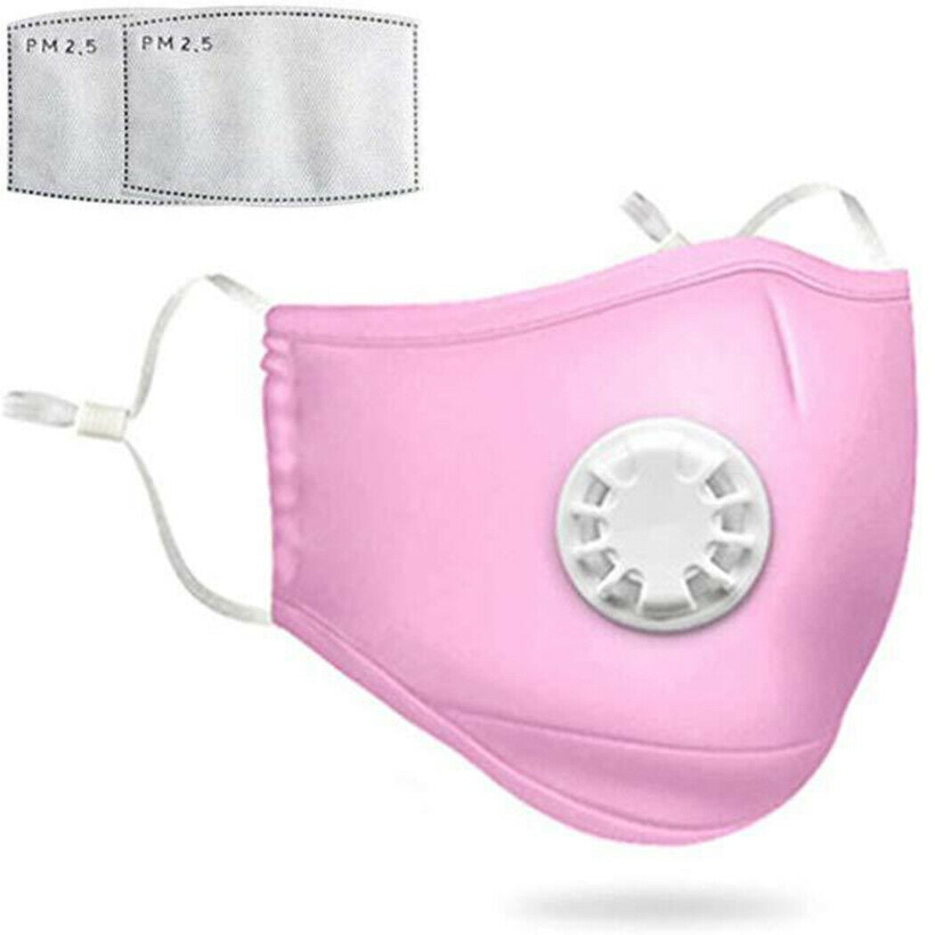 Reusable Face Mask with Breathing Air Valve and 2 Free Carbon Filters ...