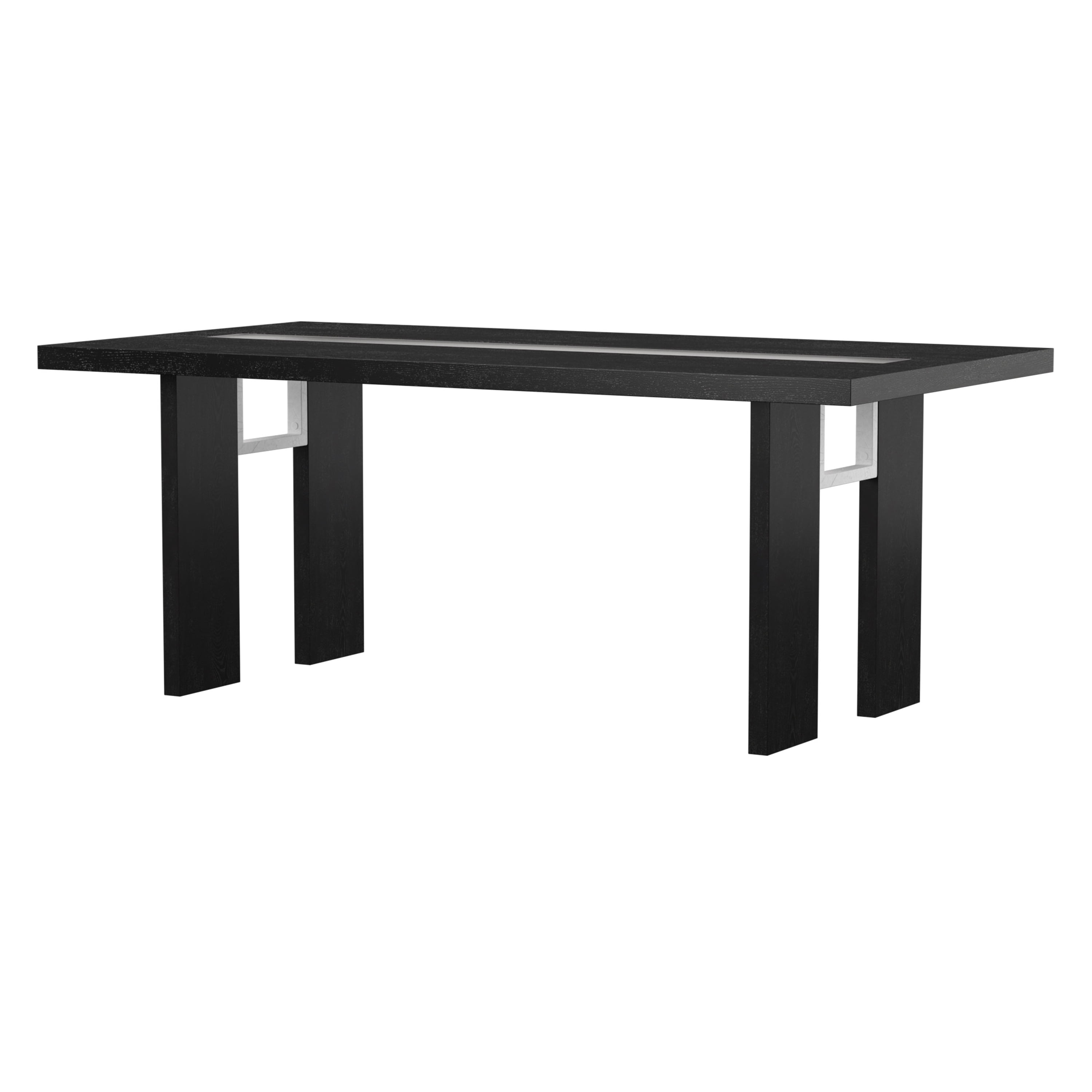 Mod Wood Dining Table with LED Light, Black - Walmart.com