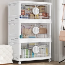 Broview 90Gal Stackable Storage Bins with 3x Lids, Front and Side Open ...