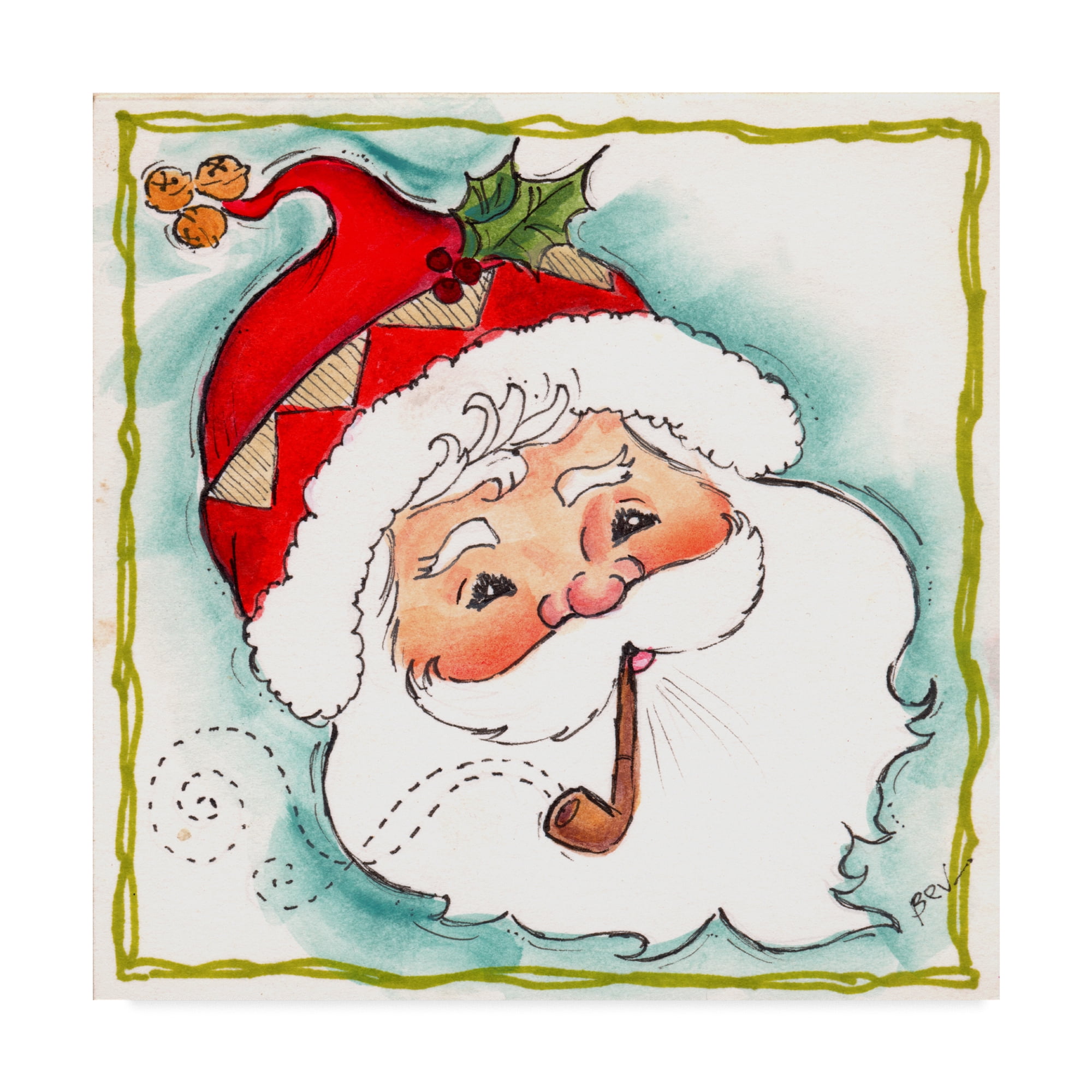 Trademark Fine Art 'Santa With Pipe' Canvas Art by Beverly Johnston ...