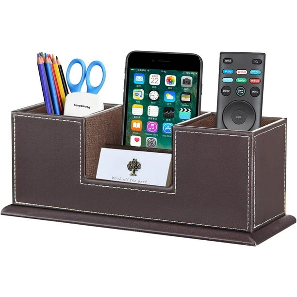 Desk Pencil Holder, PU Leather Pen Holder for Desk, Executive Desk ...