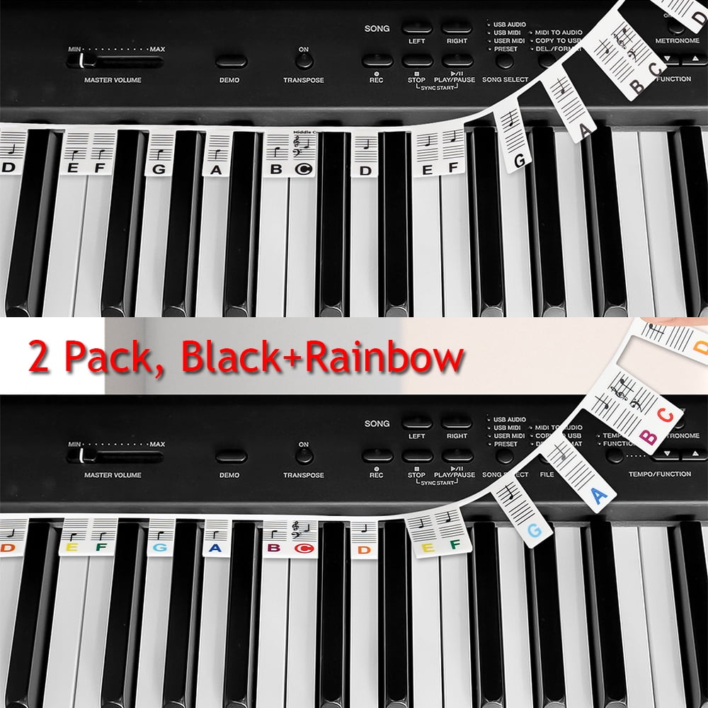 CJC Piano Key Stickers, 88 Full-Size Keys Piano Rake Keyboard Note ...