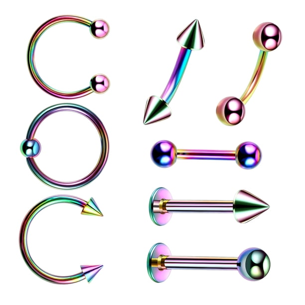 8 Piezas de Acero Inoxidable Aro Nariz Labio Labret Tornillo Anillo ...