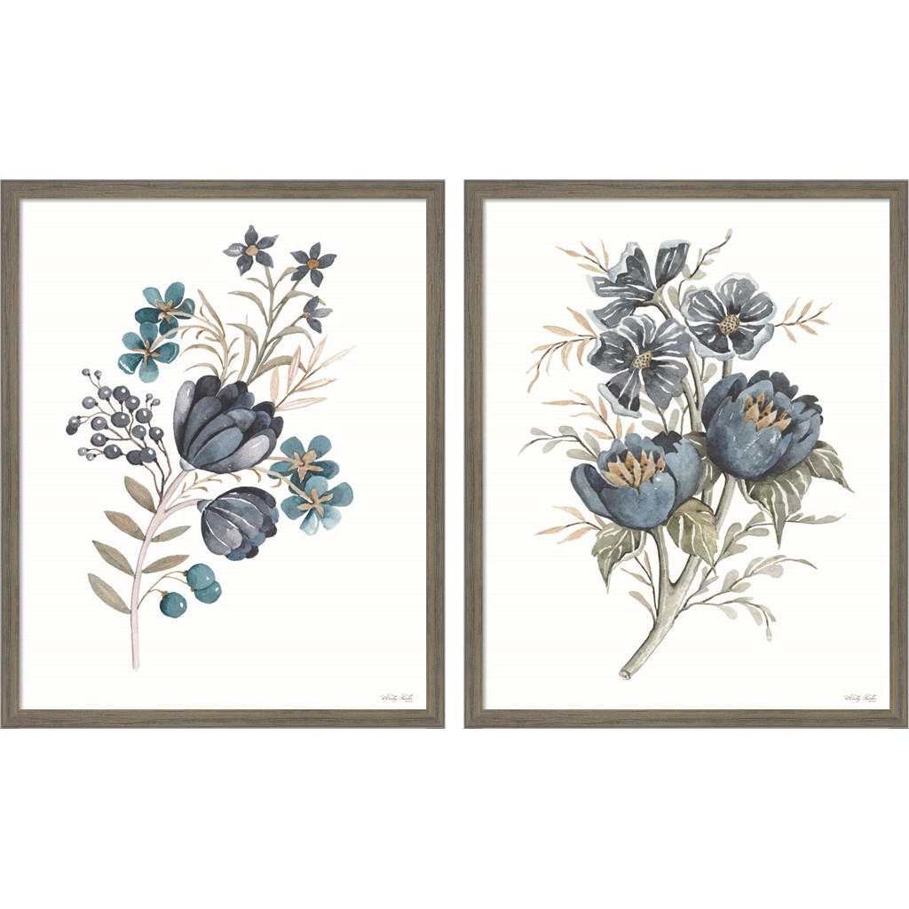 Great Art Now Blue Botanical Mums & Peonies by Cindy Jacobs, 2 Piece ...