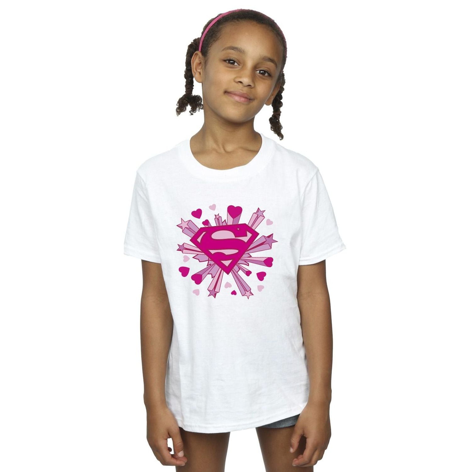 Click here for Dc Comics Girls Superman Pink Hearts And Stars Log... prices
