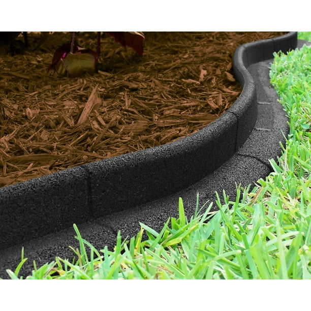 Eco Border 3" x 48" Black Rubber No Dig Landscape Garden Border Edging ...