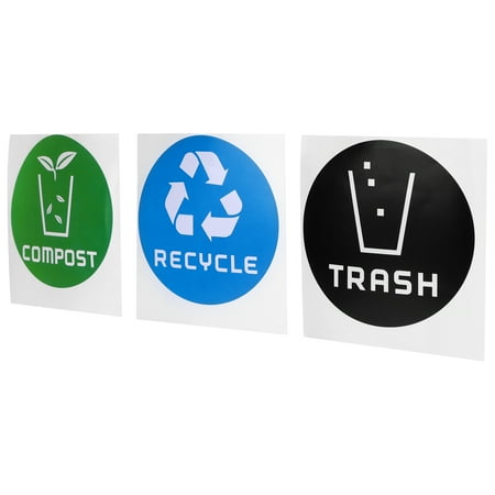 Herwey Trash Sticker,Recycle Decal,60Pcs/Set Round Recycle Trash ...
