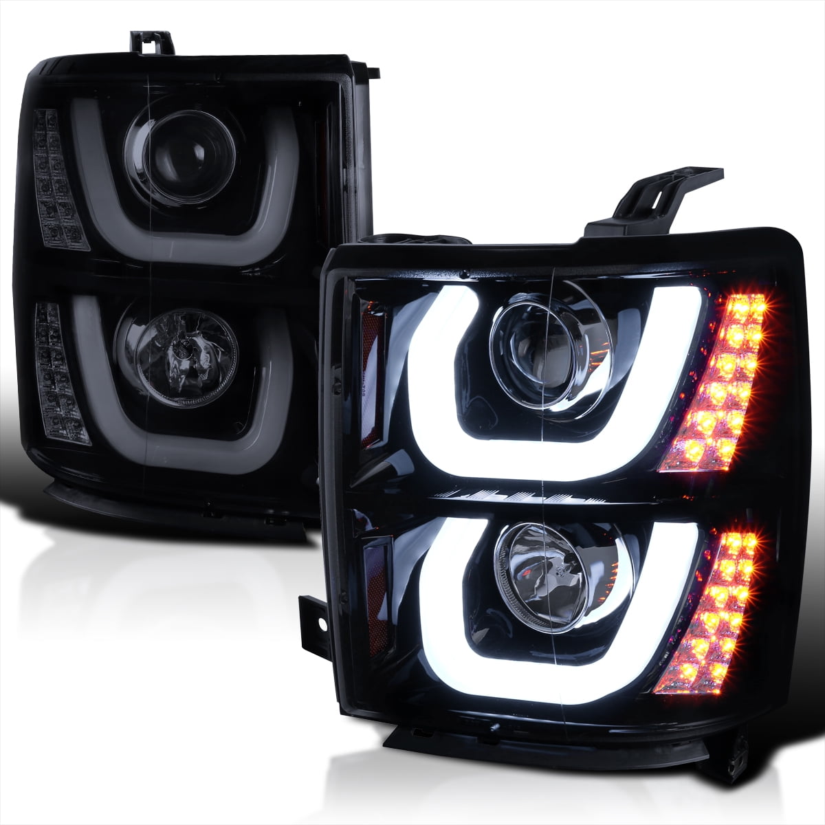 Spec-D Tuning LED Halo Signal Projector Headlights Glossy Black ...