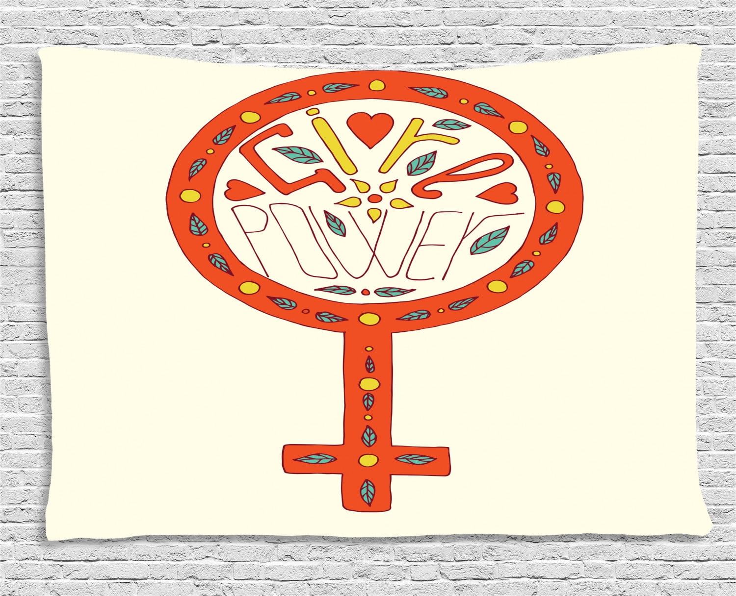 Feminist Tapestry, Hand-Drawn Doodle Style Femina Venus Symbol with ...