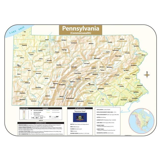 Univarsal 911643712001-64x54-LAM 64 x 54 in. Pennsylvania Large Scale ...