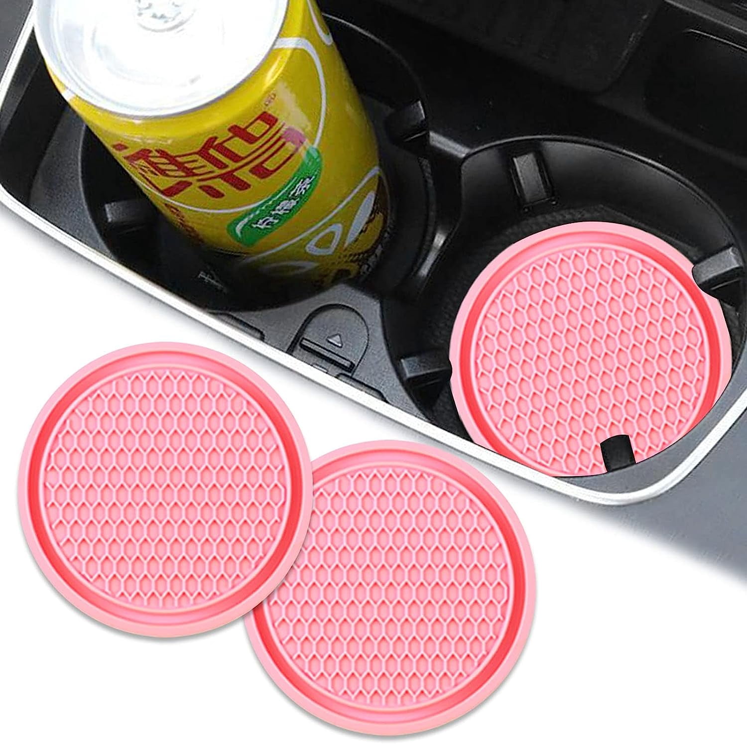 2 Pack Pink Car Cup Holder Coaster, Silicone Anti-Slip Drink Car Cup ...