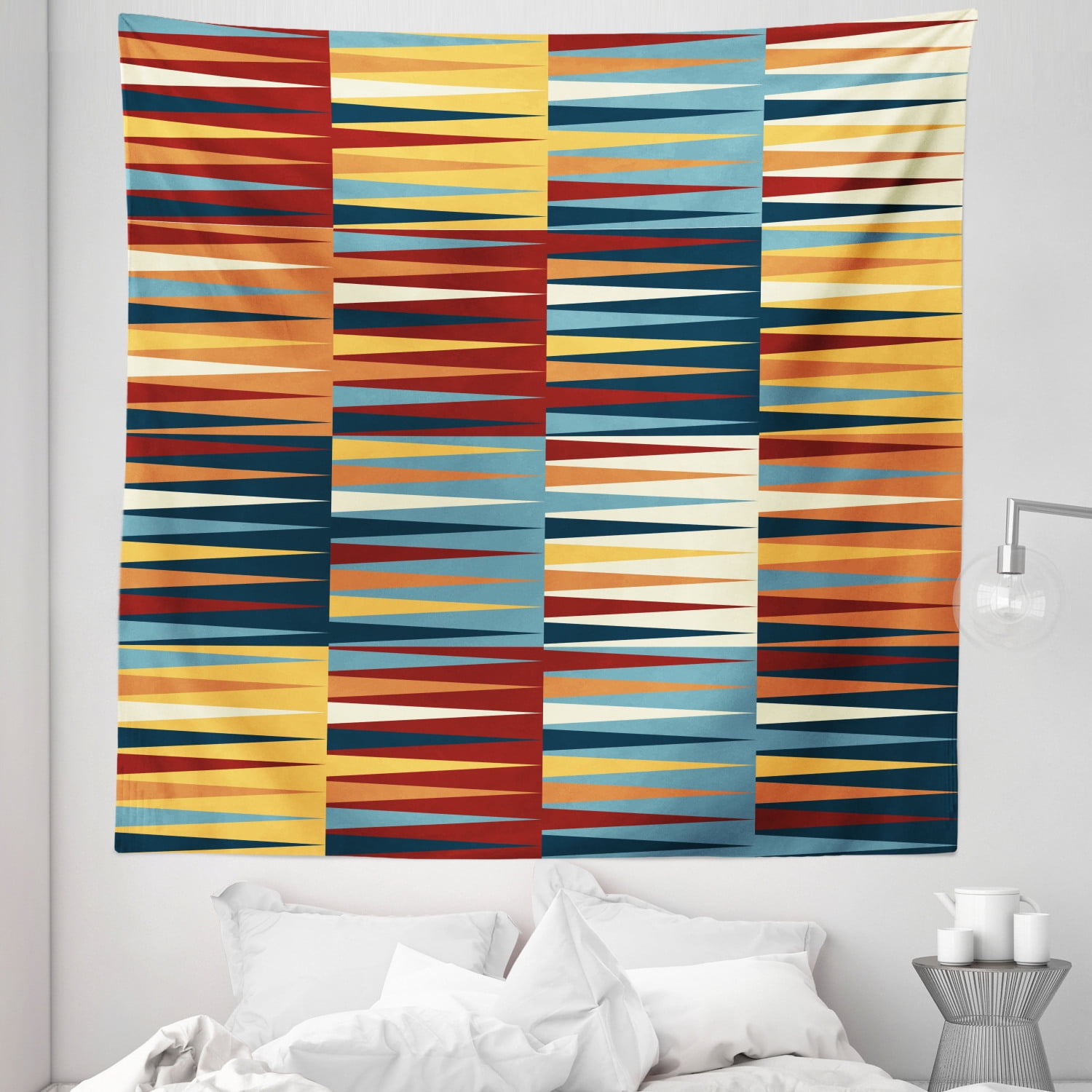Retro Tapestry, Long Sharp Edged Horizontal Triangles on Different ...